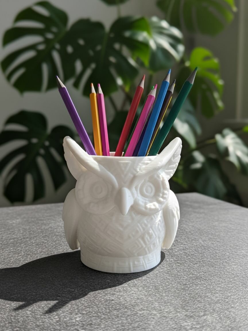 Подставка / органайзер / стакан для канцелярии филин(сова) с орнаментом