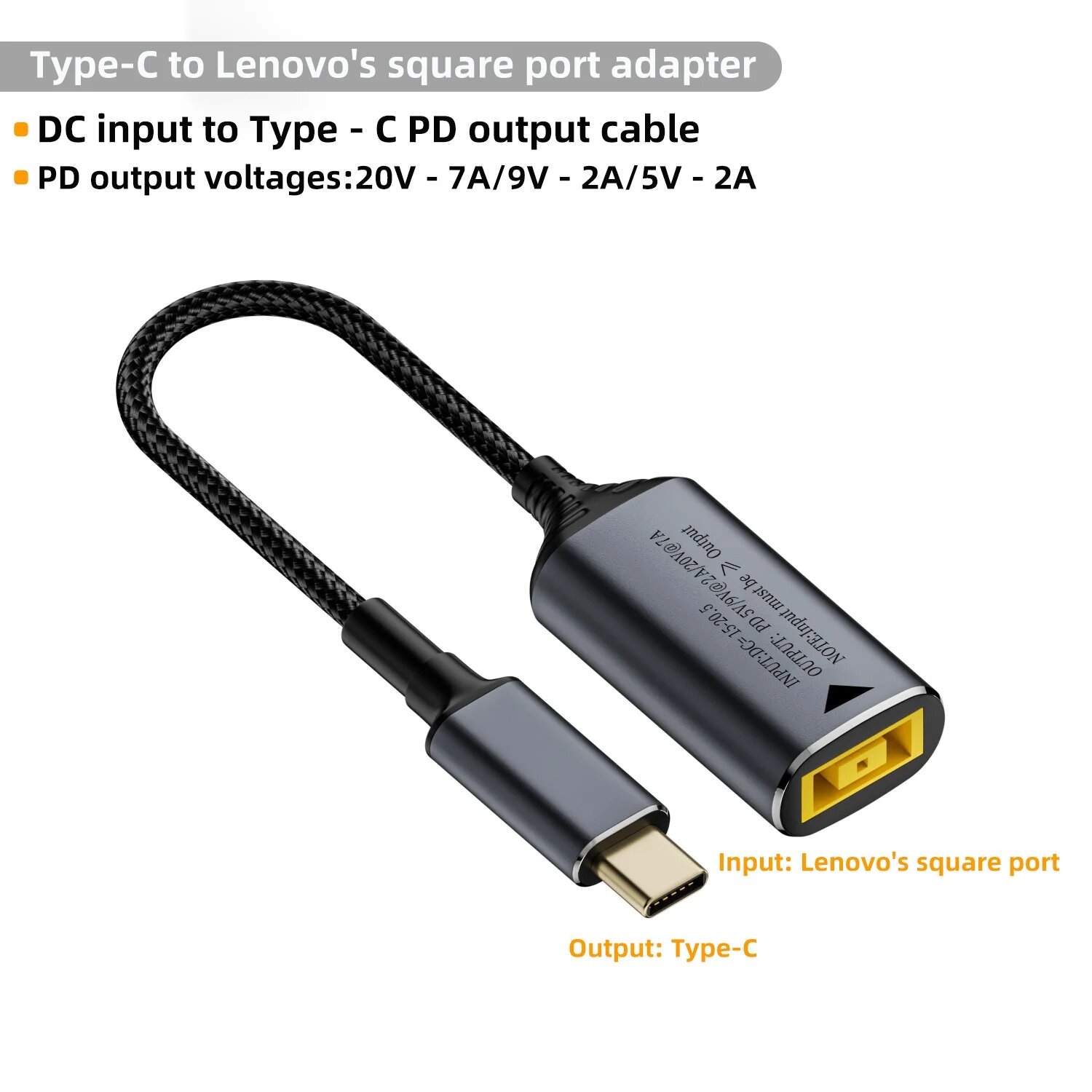 Адаптер USB-C PD Lenovo, 20V-7A/9V-2A/5V-2A