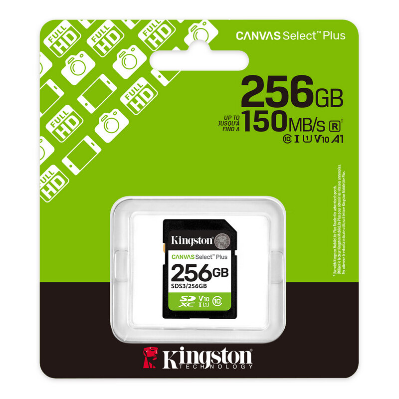 Карта памяти SDXC 256Gb Kingston Canvas Select Plus Gen 3 UHS-I (150/70 Mb/s)