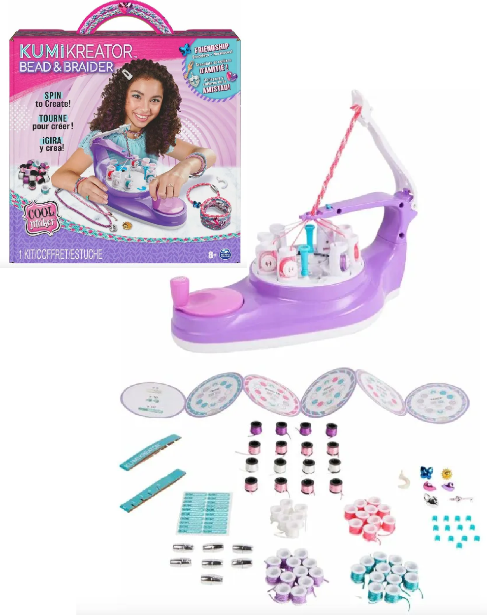 Набор для творчества Kumi Kreator Станок для плетения браслетов 80 предметов