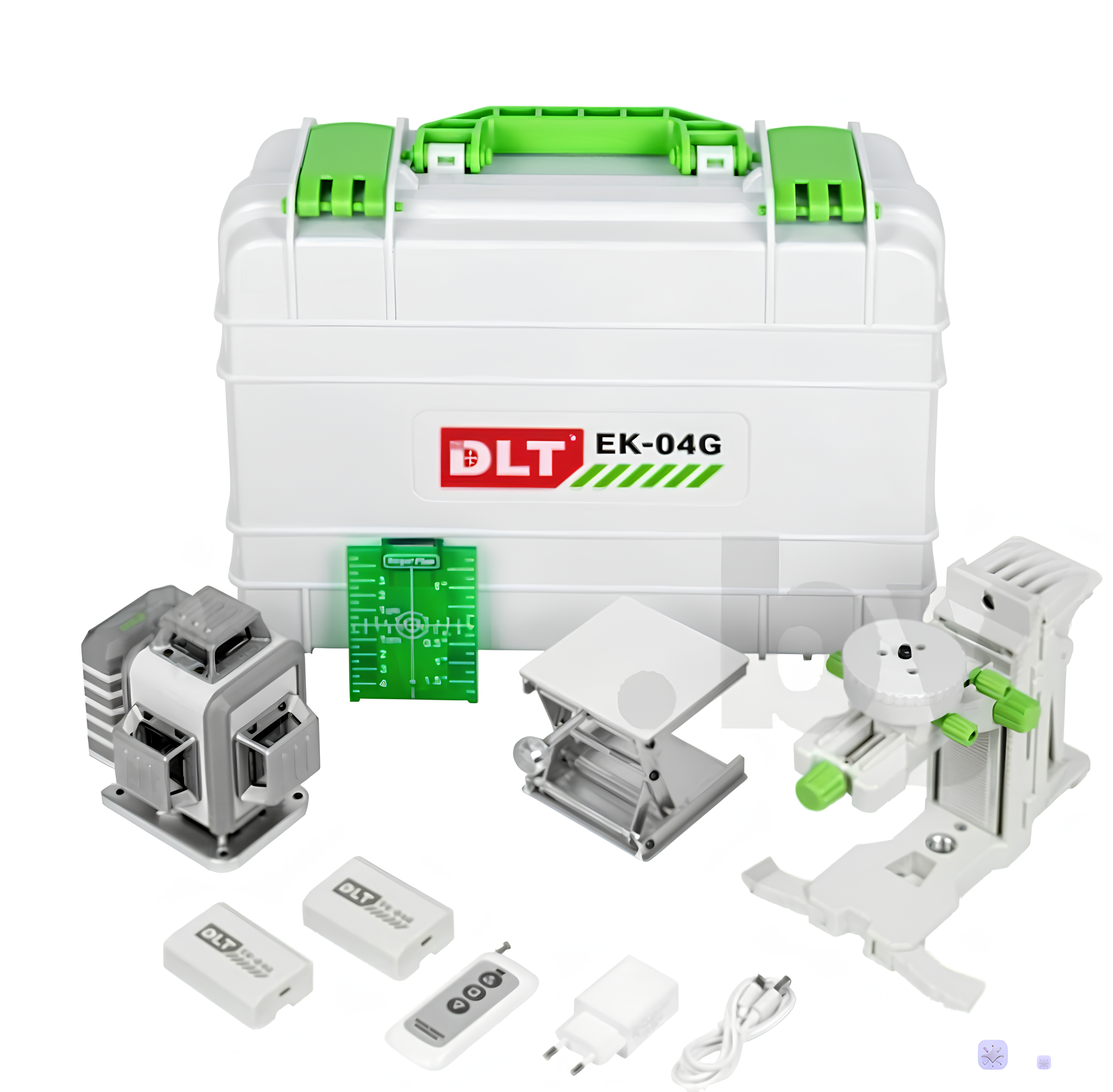 Нивелир лазерный 4D DLT EK-04G, 4 замк. плоск. (16 линий), дальность 40м, арт.4502