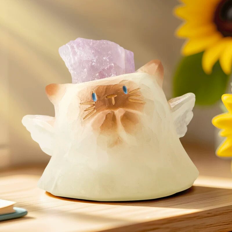 Коллекционная фигурка-сюрприз Cat PAI Energy Crystal: необработанный камень, креативное и модное украшение для рабочего