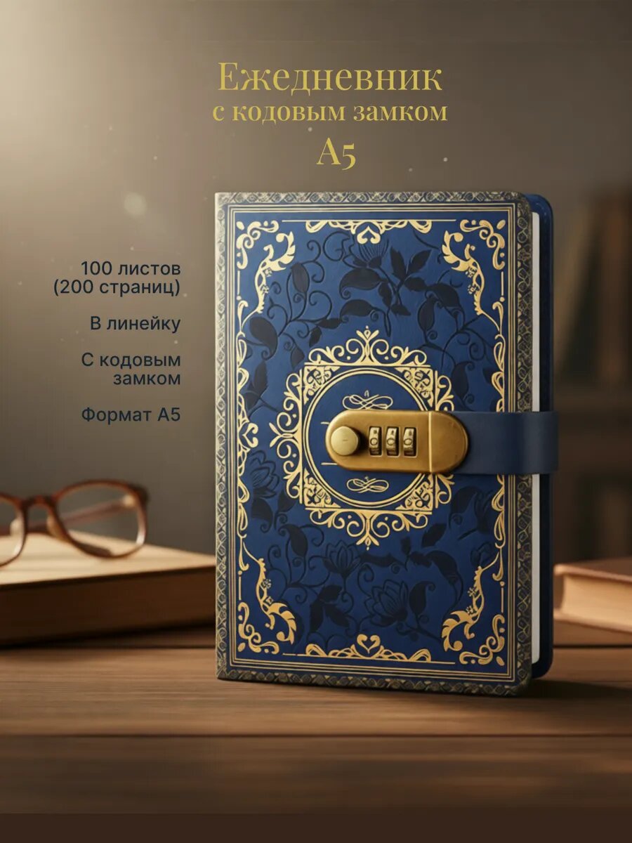 Ежедневник недатированный с кодовым замком A5 блокнот