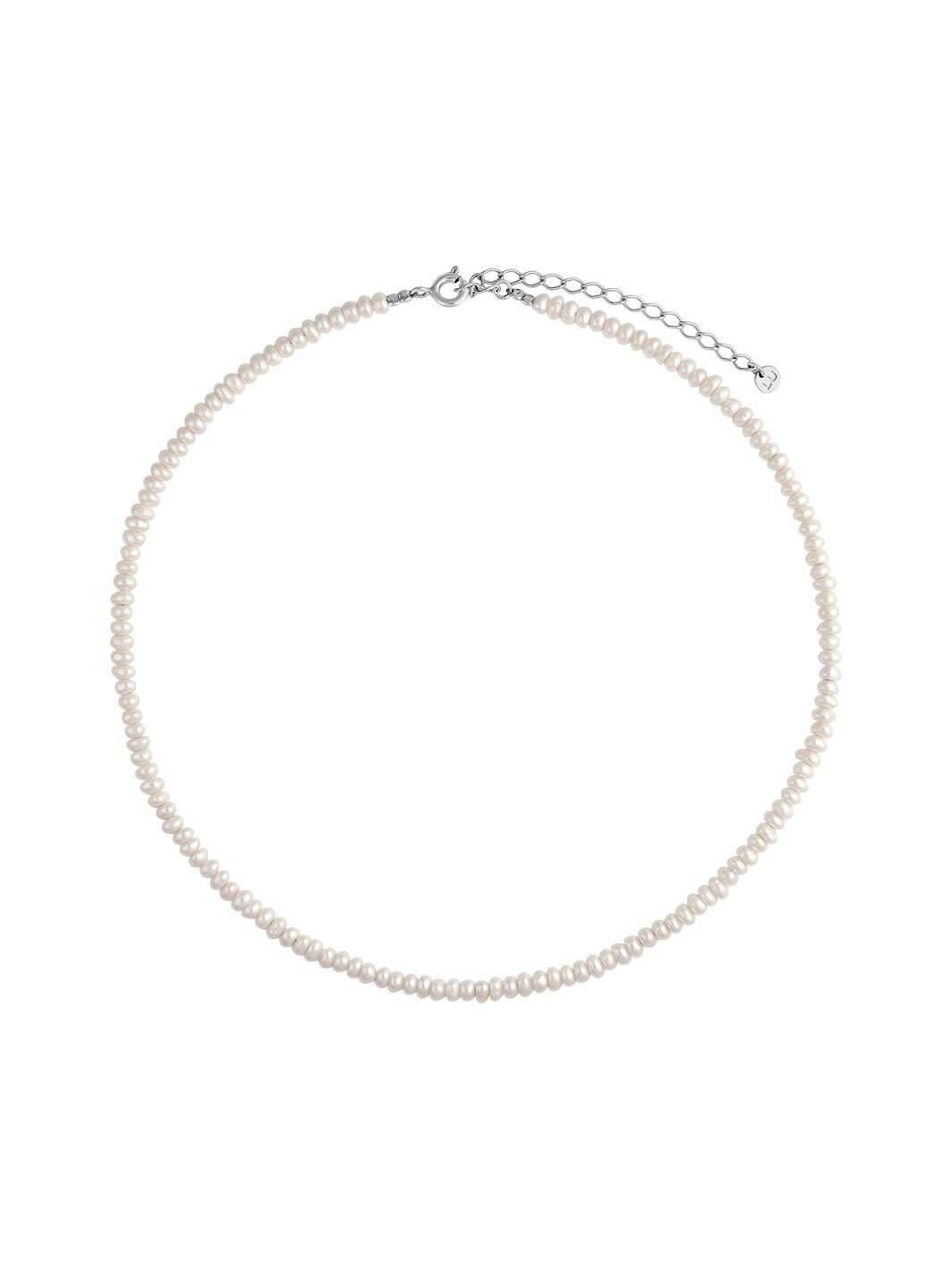 Колье LU Jewel, серебро, 925 проба, жемчуг культивированный, длина 34 см., бежевый — фото 1