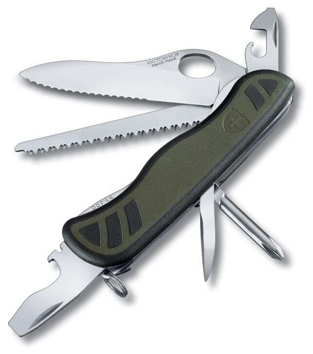 Нож перочинный VICTORINOX Swiss Soldier's Knife 08, 111 мм, 10 функций, зелёный с чёрными вставками