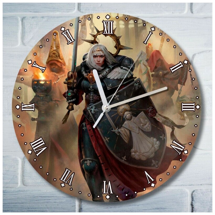 Настенные часы УФ с рисунком, диаметр 28см игры Warhammer 40000 Space Marine (вархаммер 40000, PS, Xbox, PC, Switch) 4702