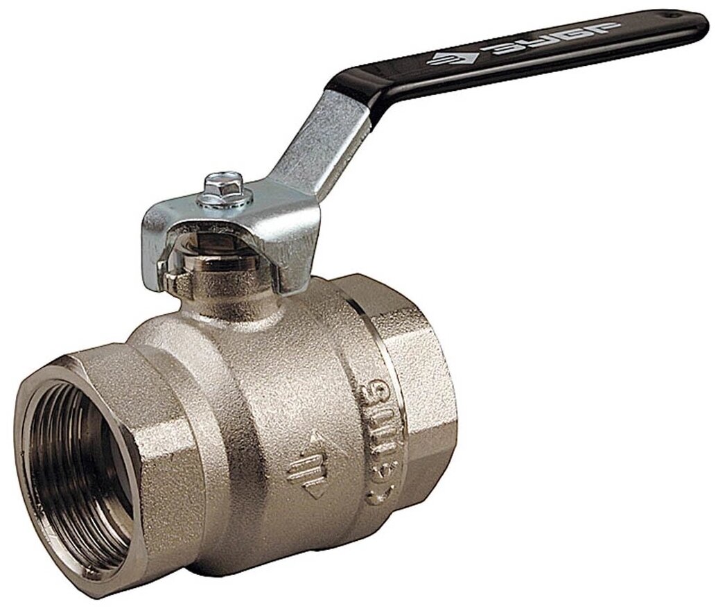 Кран шаровой ЗУБР полнопроходной "мама-мама", ручка, хромиров латунь, 1"1/4