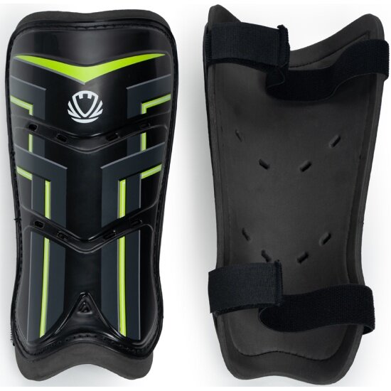 Щитки футбольные Torres Training, FS2306L, р. L, без голеностопа, две застежки на липучке, черно-салатовый