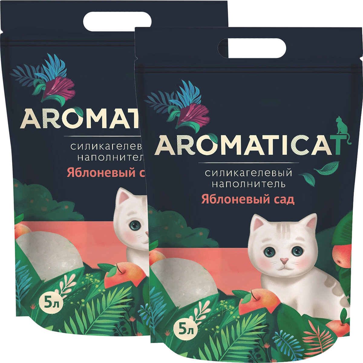 AROMATICAT яблоневый САД наполнитель силикагелевый для туалета кошек (5 + 5 л)