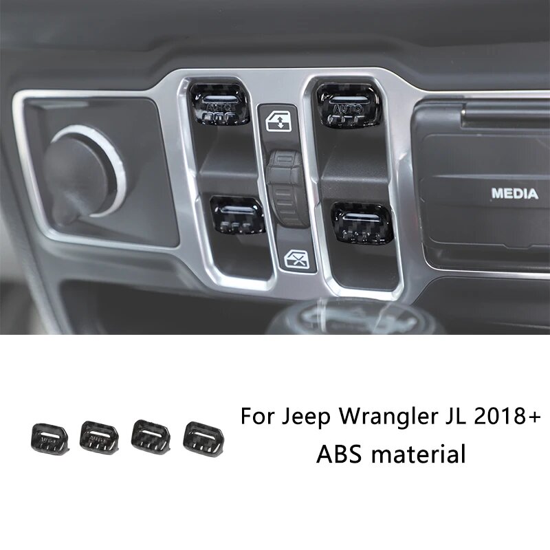 Декоративная наклейка BAWA из углеродного волокна для Jeep Wrangler JL 2018-2022, защитные аксессуары для салона автомобиля Window Button 2