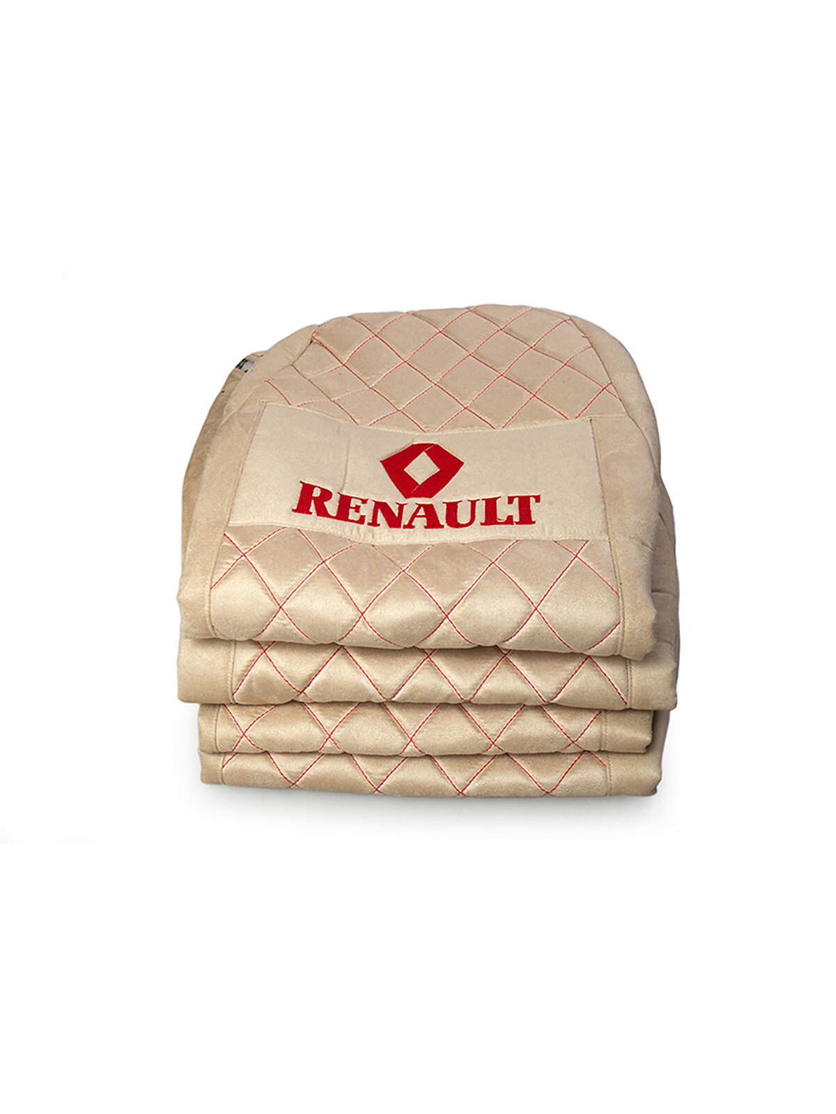 Чехлы на сиденья стеганые для RENAULT PREMIUM 2002 (2 ремня) 2 высоких сиденья. Цвет бежевый. (Alicante) Производство Россия (18663)