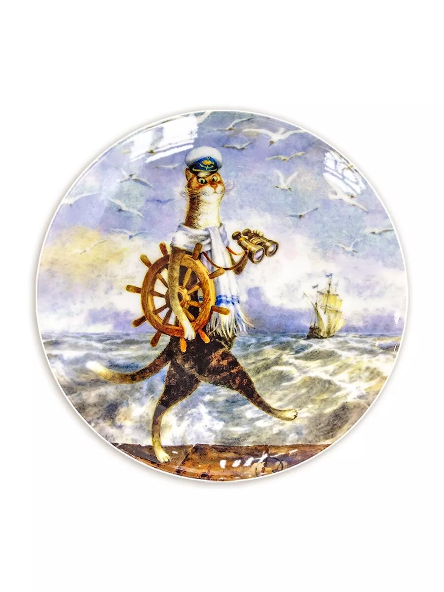 Тарелка декоративная на стену. Питерские коты