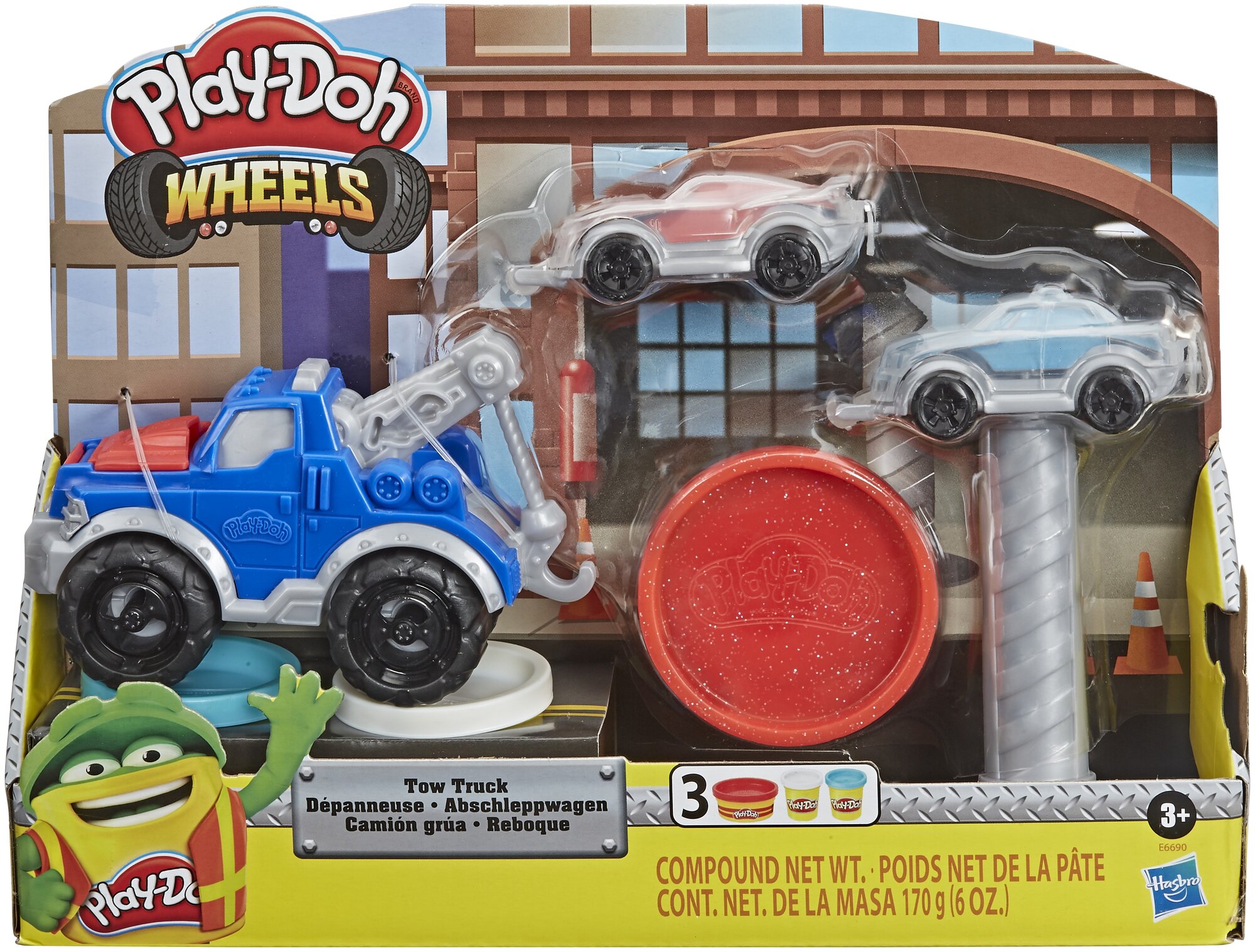 Масса для лепки Play-Doh Wheels Эвакуатор, E6690, разноцветный, 3 цв, 800 г