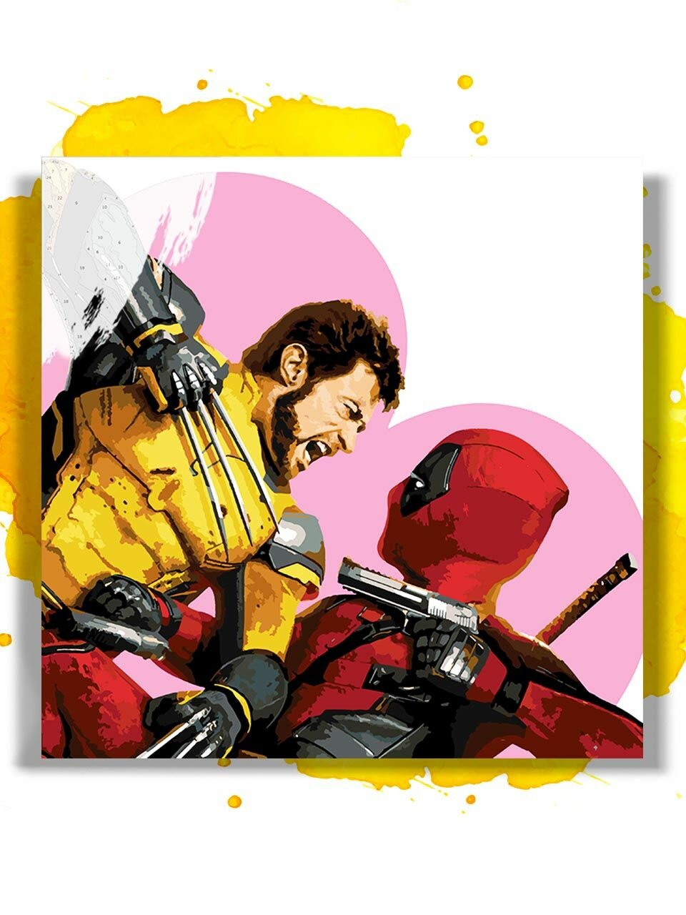 Картина по номерам на холсте Deadpool and Wolverine, 50 х 50 см