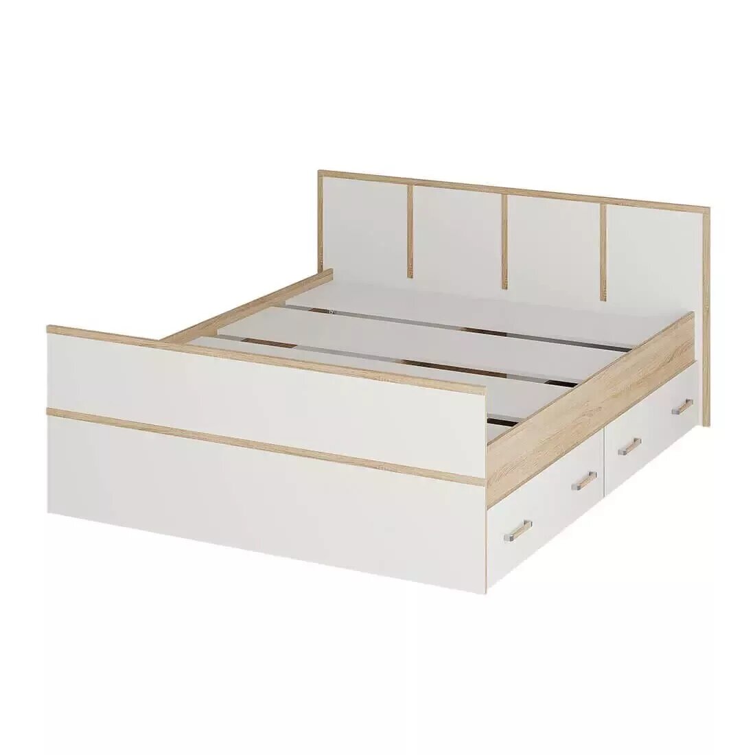 Кровать двуспальная «Сакура» 160х200, дуб сонома/белый (1750х2037х862)