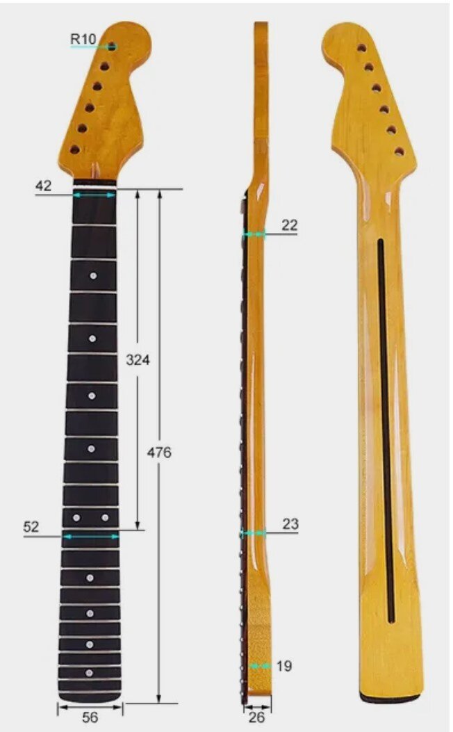 Гриф для электрогитары Stratocaster, кленовый, 22 лада, Bestwood ST M9 High Gloss