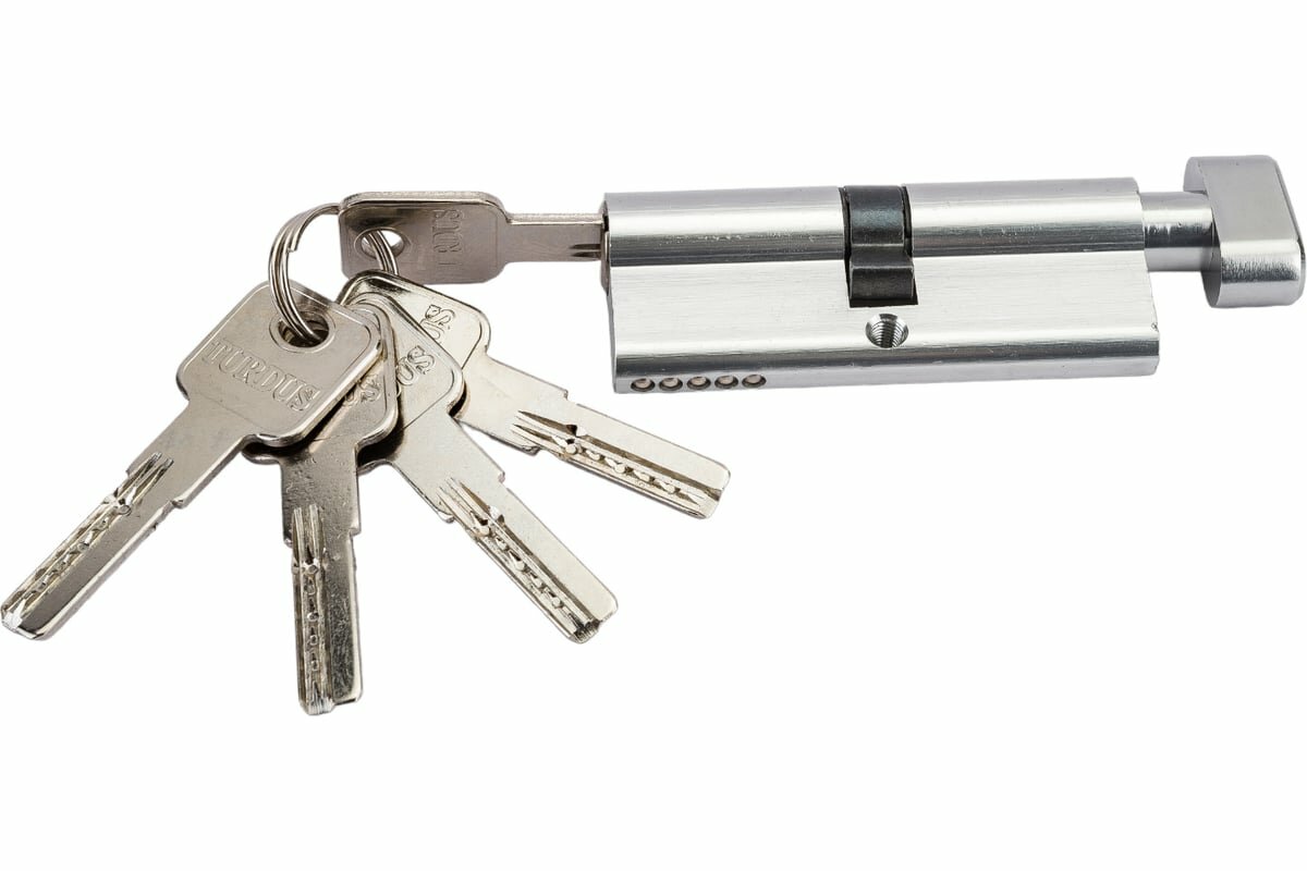 PALIDORE алюминиевый цилиндр А 80 PC хром блестящий с ключом и завёрткой TURDUS 98760956