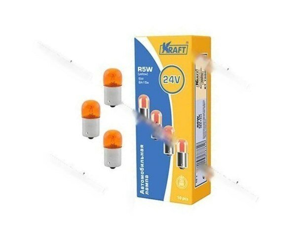 Лампа 24V 5W BA15S Kraft 700051 желтая - сигнальные огни