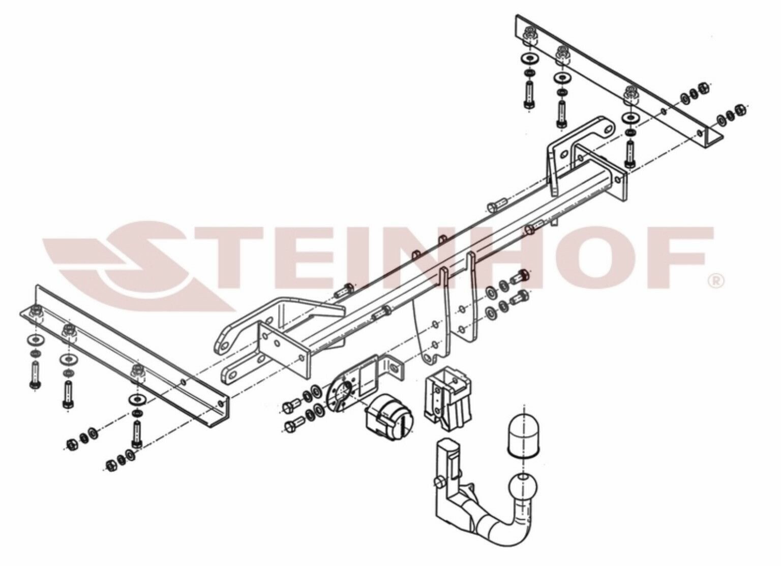 Фаркоп на Subaru Outback 2009-2015 (паспорт и сертификат в комплекте)(без электрики) Steinhof. S-369