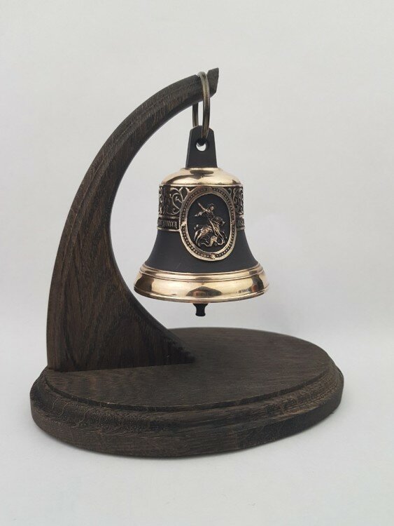 Колокол бронзовый на подставке "Святой вмч. Георгий Победоносец" d7,5см, 0,3кг