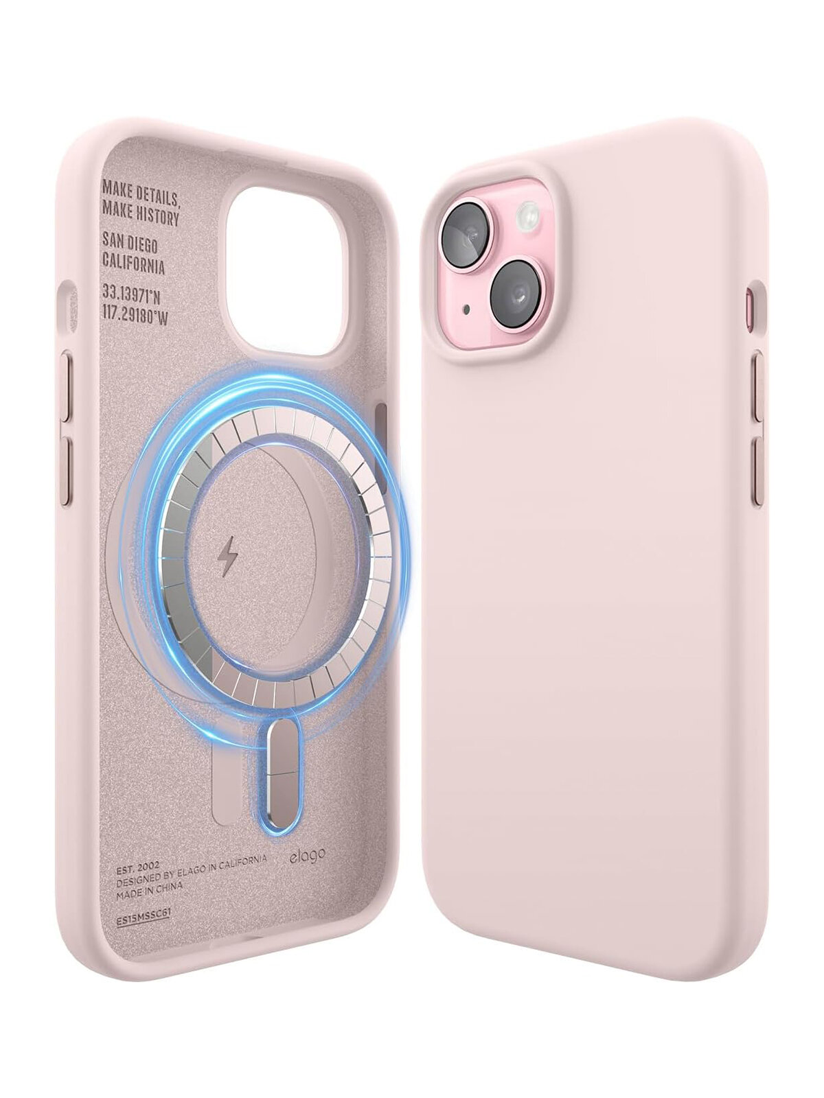Elago для iPhone 15 чехол Soft silicone (Liquid) Lovely Pink (MagSafe)
