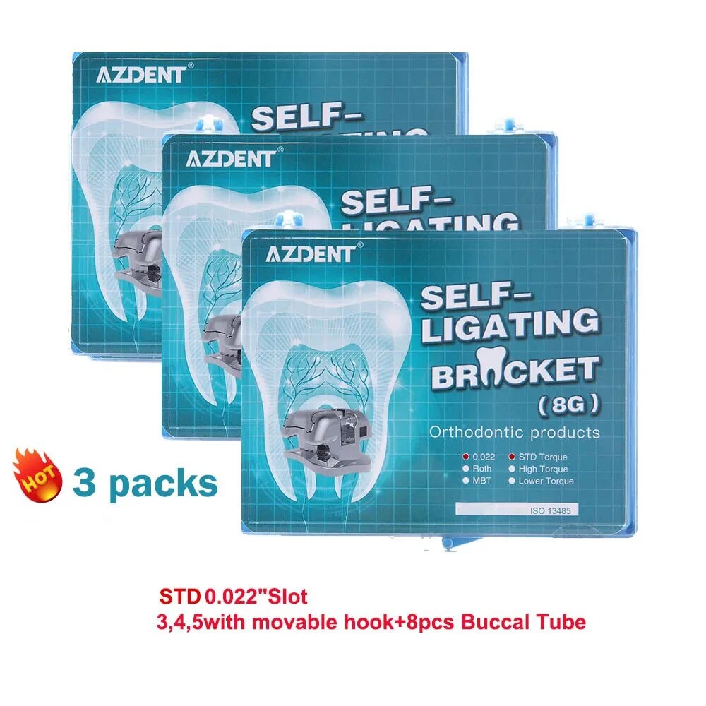 AZDENT Самолигирующие брекеты, 3 шт, A-STD.022