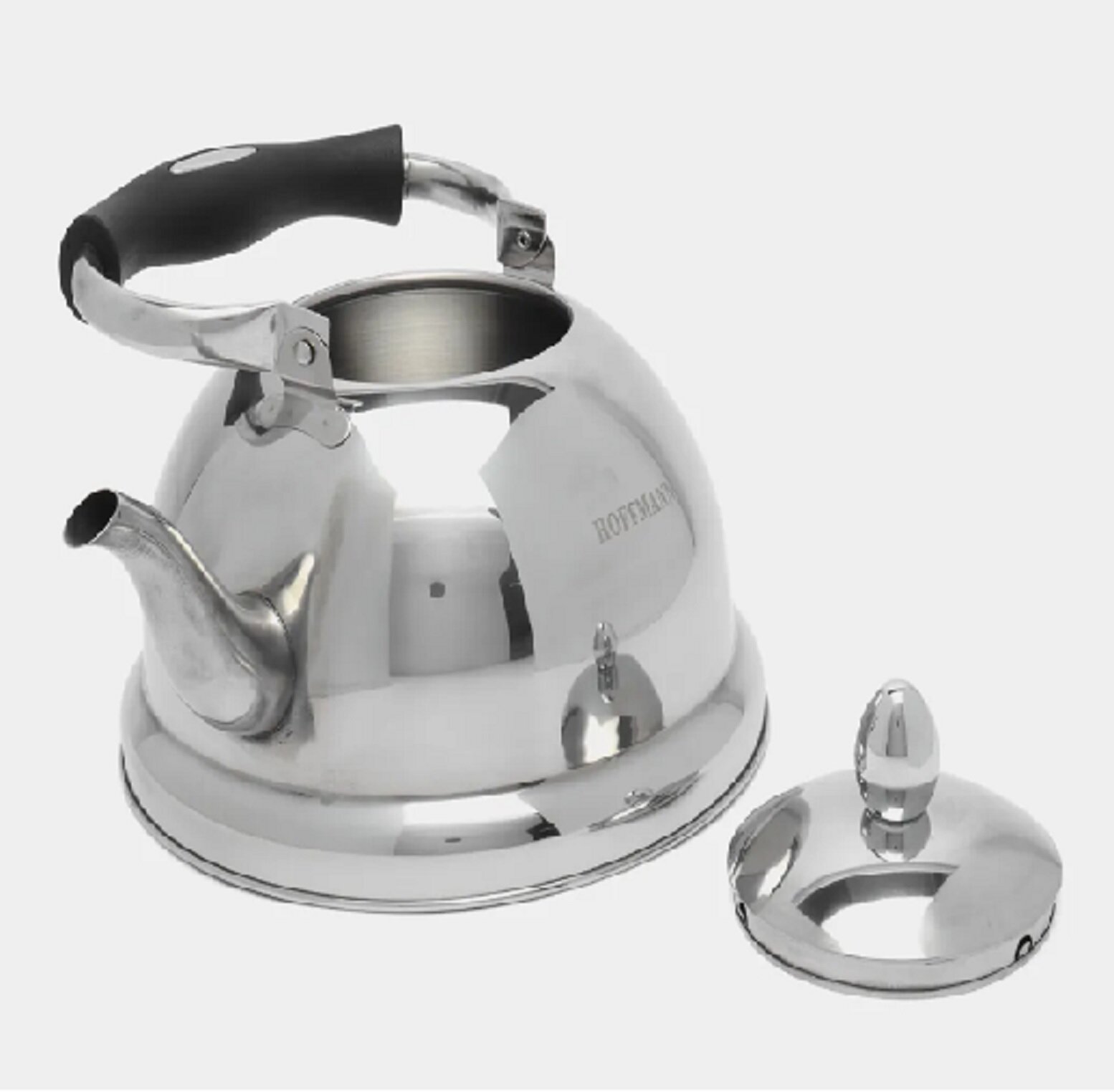 Чайник Hoffmann HM 55165, нержавеющая сталь, 3л, серебристый, индукционный, 25см — фото 1
