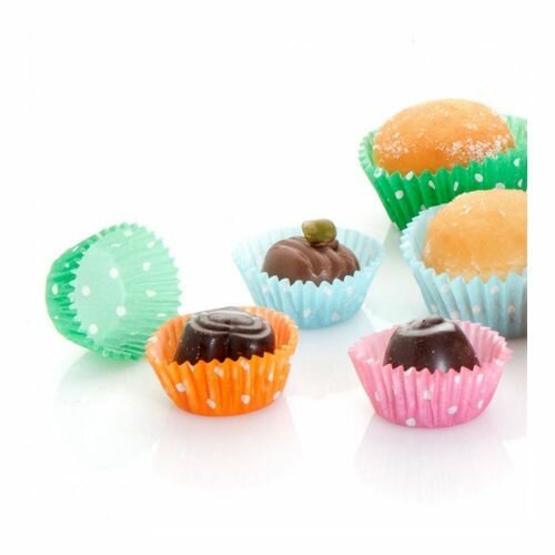 Форма для конфет бумажная, тарталетка разноцветная "горох" 500 шт, 2.5Х1.6 см. Garcia de Pou Испания