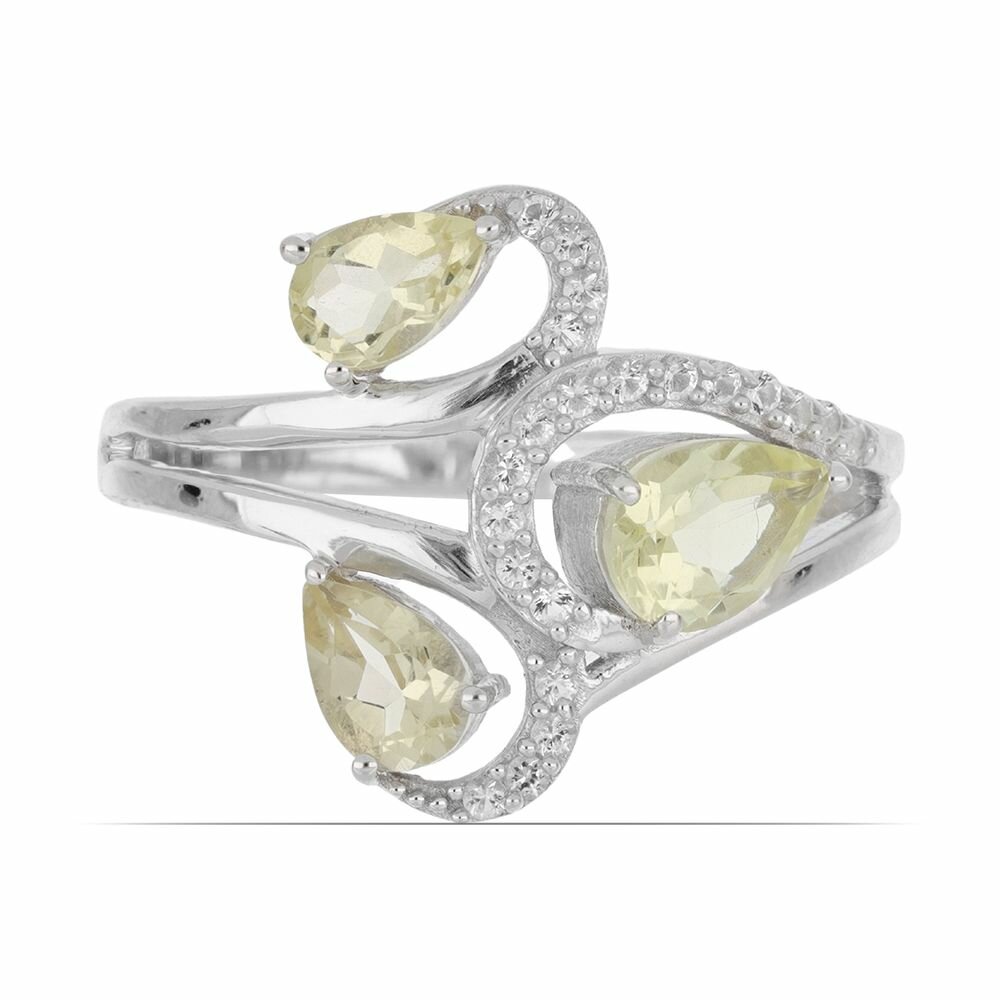 Кольцо, серебро, 925 проба, родирование, топаз, кварц