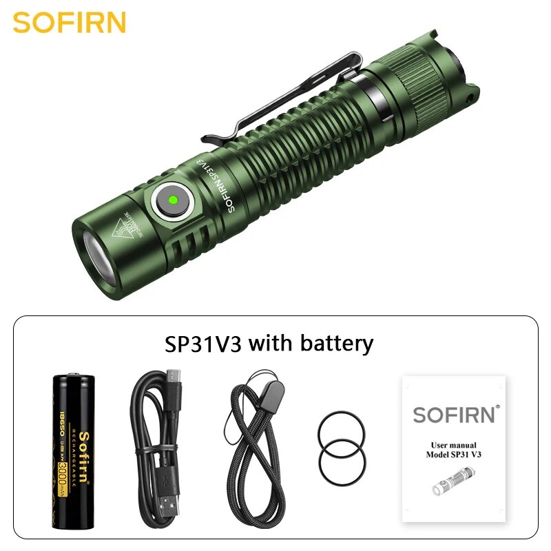 Sofirn SP31 V3.0 тактический фонарик 519A-5000K, Green