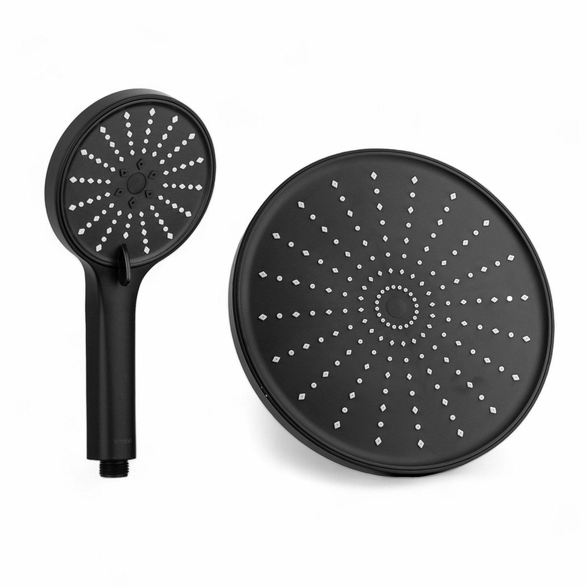 Набор: лейка тропический душ круг диаметр 25 см, лейка душевая трехрежимная круглая 12 см, черный матовый