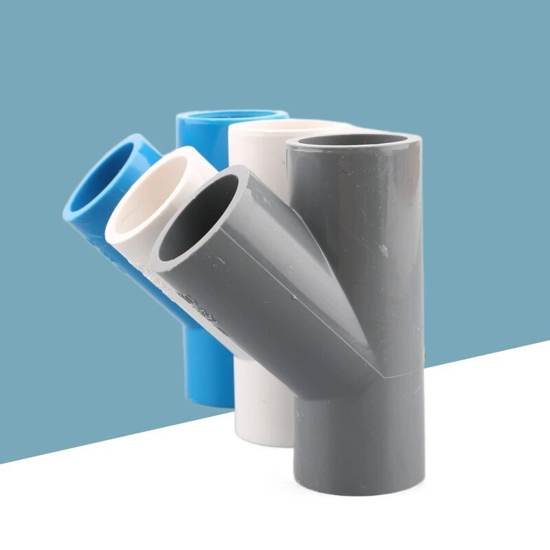 ПВХ тройник 45 градусов 20/25/32/40 мм белый, 20mm