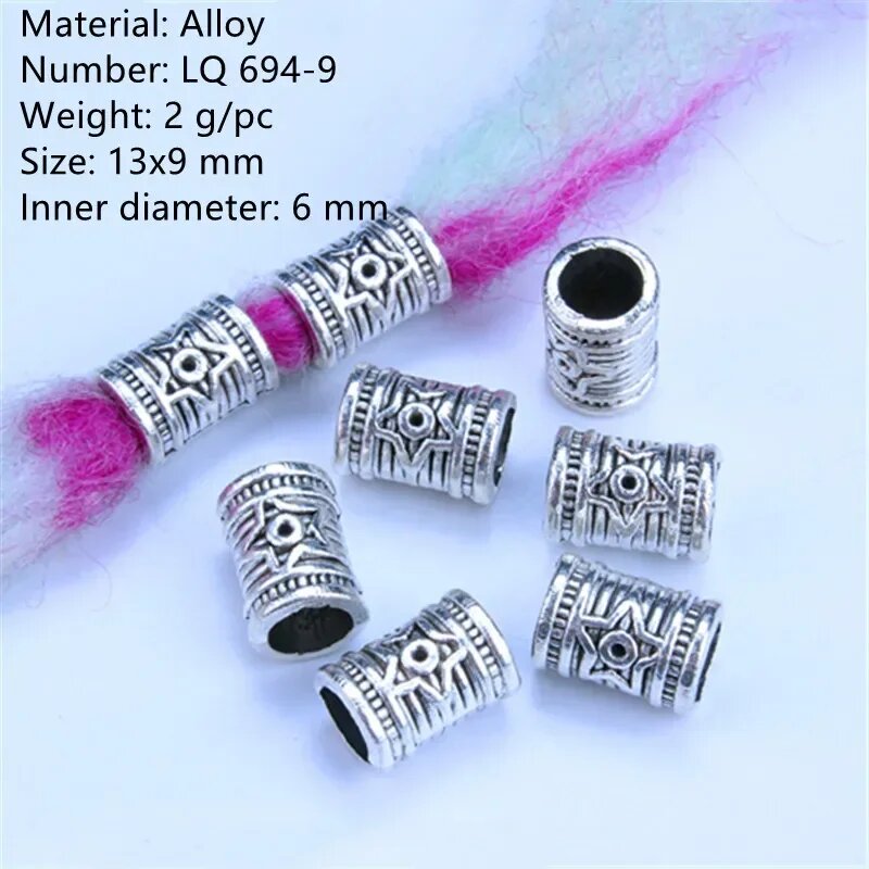 Бусины для бороды и волос, Alloy, 13x9 мм, Inner diameter: 6 мм, Color: 5pcs NO.26
