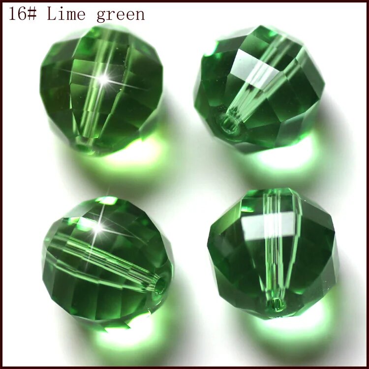 Стеклянные бусины 8 мм, lime green, 50 шт