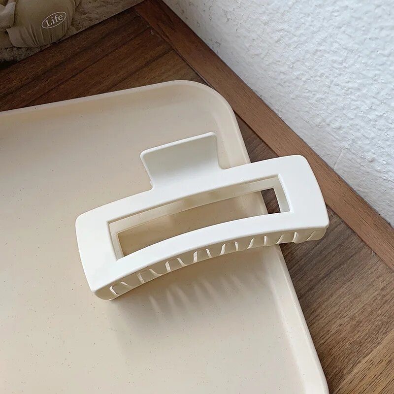 Большая матовая квадратная заколка-краб для волос Белый, White