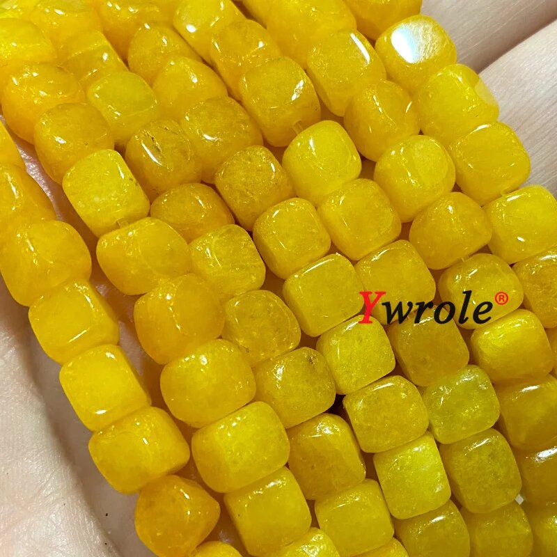 Бусины из натурального камня YWROLE 8 мм оранжевый халцедон Желтый, 7-8mm 23-26pcs, Imitate Amber