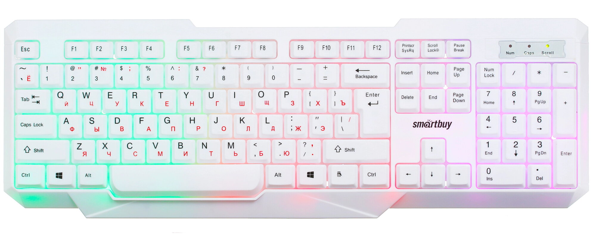 Клавиатура проводная Smartbuy SBK-333U-W с подсветкой белая