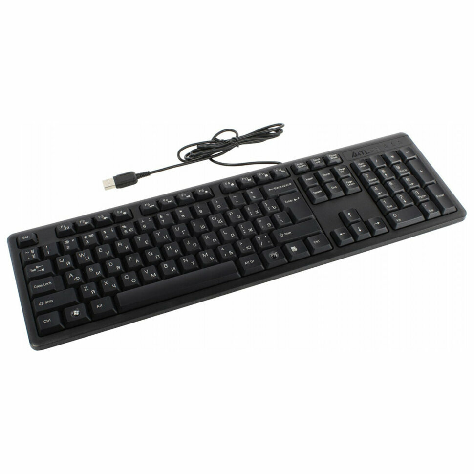 Клавиатура проводная A4TECH KK-3, USB, 104 кнопки, черная, 1530244, 513917