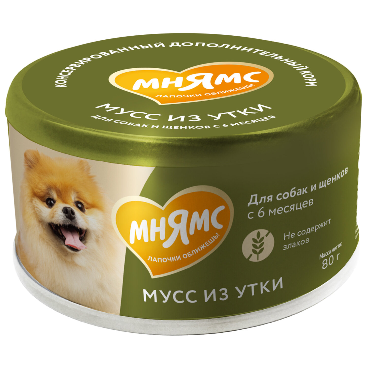 Влажный дополнительный корм Мнямс На каждый день Мусс из утки для собак и щенков старше 6 месяцев 80 г