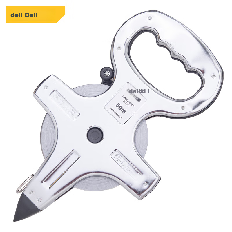 Deli Metal Casing Frame Handheld Steel Tape Measure Engineering Measuring Ruler 50m*12.5mm