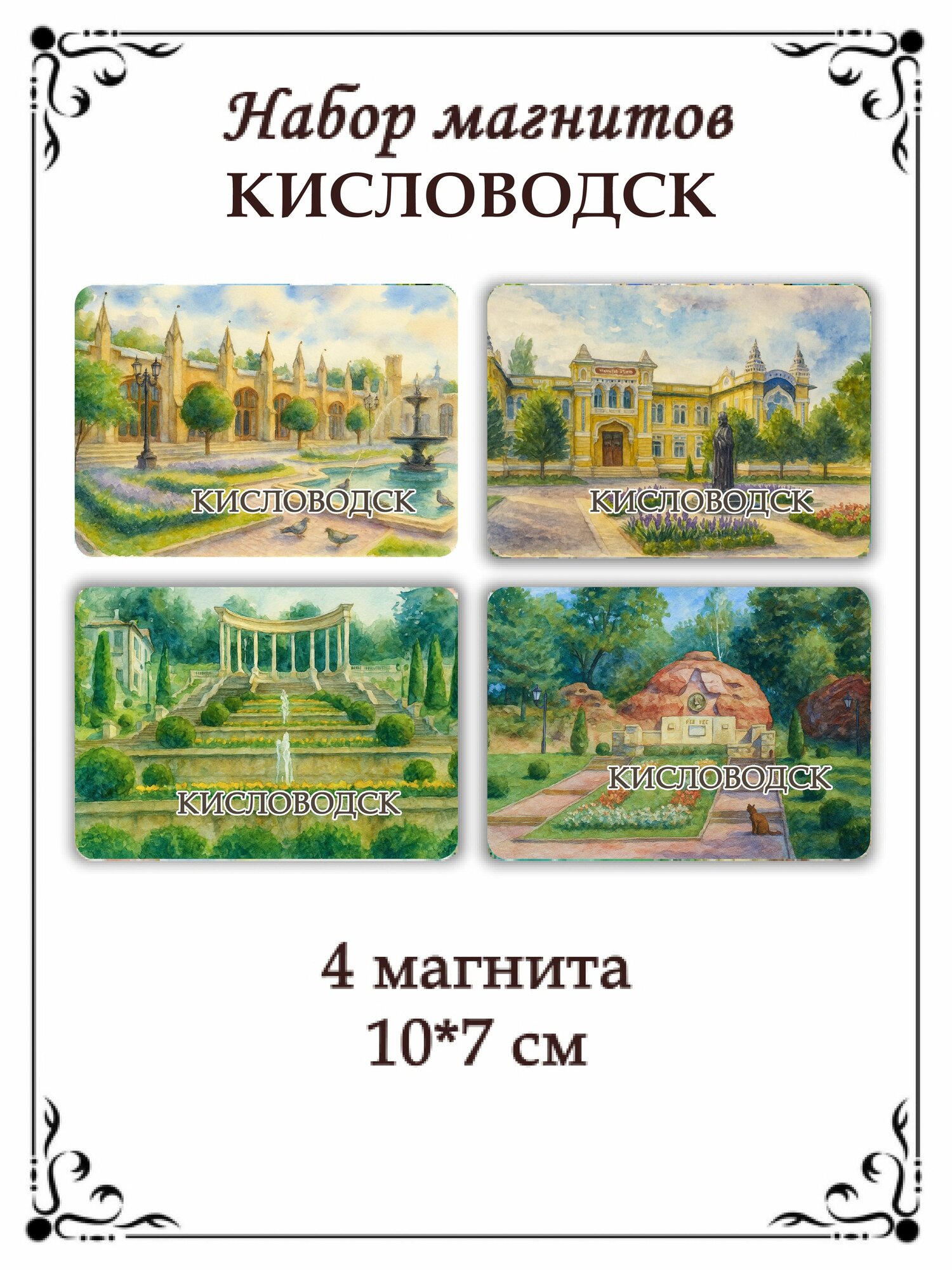 Набор магнитов на холодильник Кисловодск