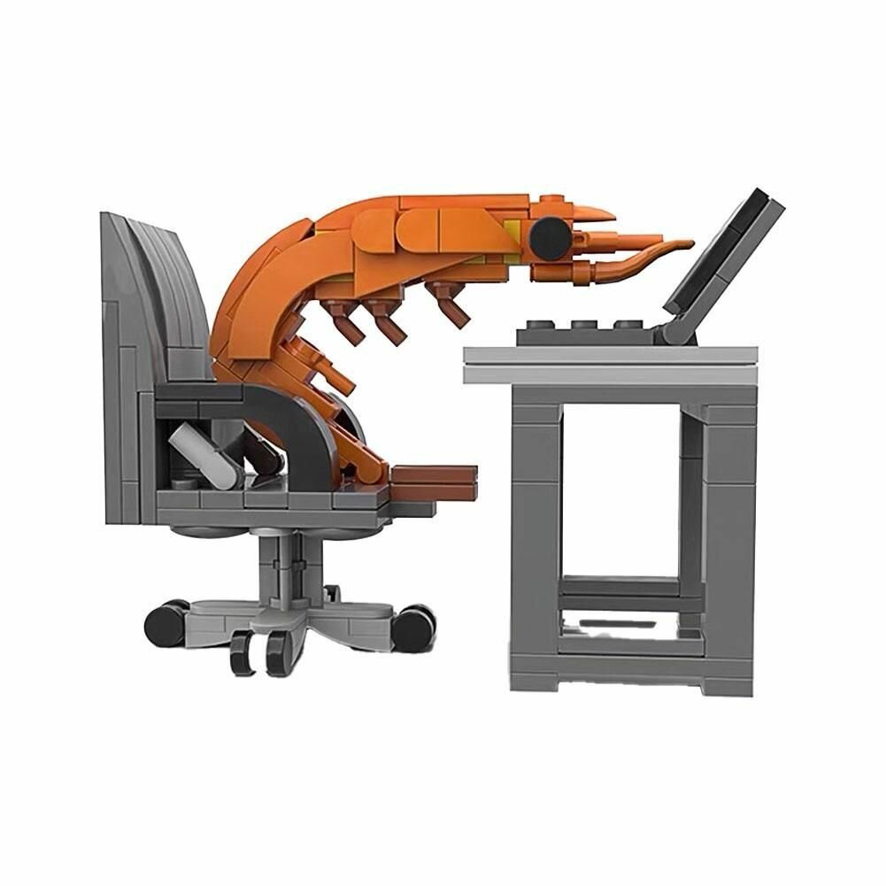 Креветка конструктор 155pcs / Пластиковый 3d-конструктор с мемами из креветок, мини-кубиками, (идеальный подарок)