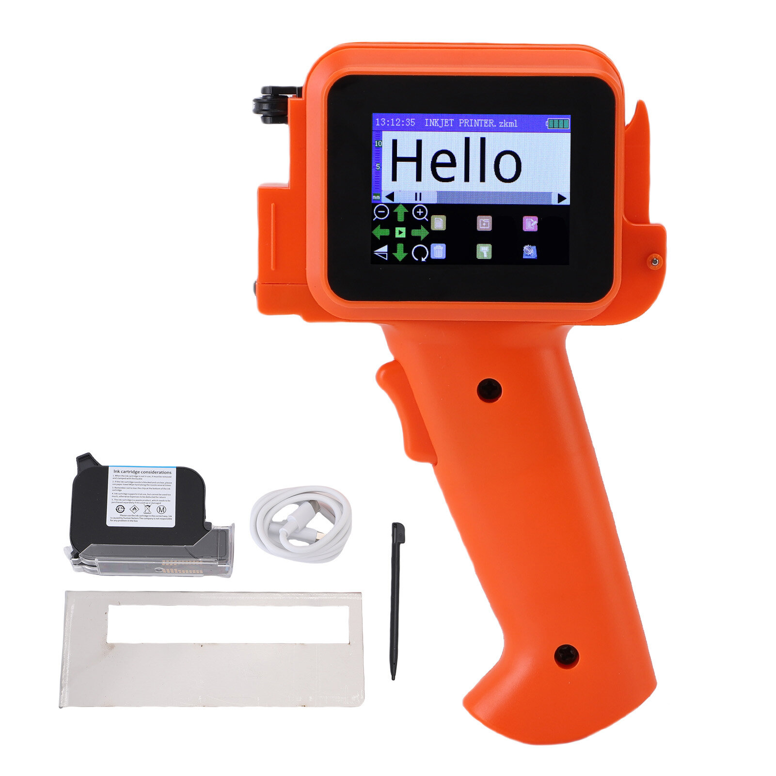 Ручной струйный принтер 12,7 мм с черным картриджем 42 мл для печати текста, цифр, символов, QR-кодов и штрихкодов.