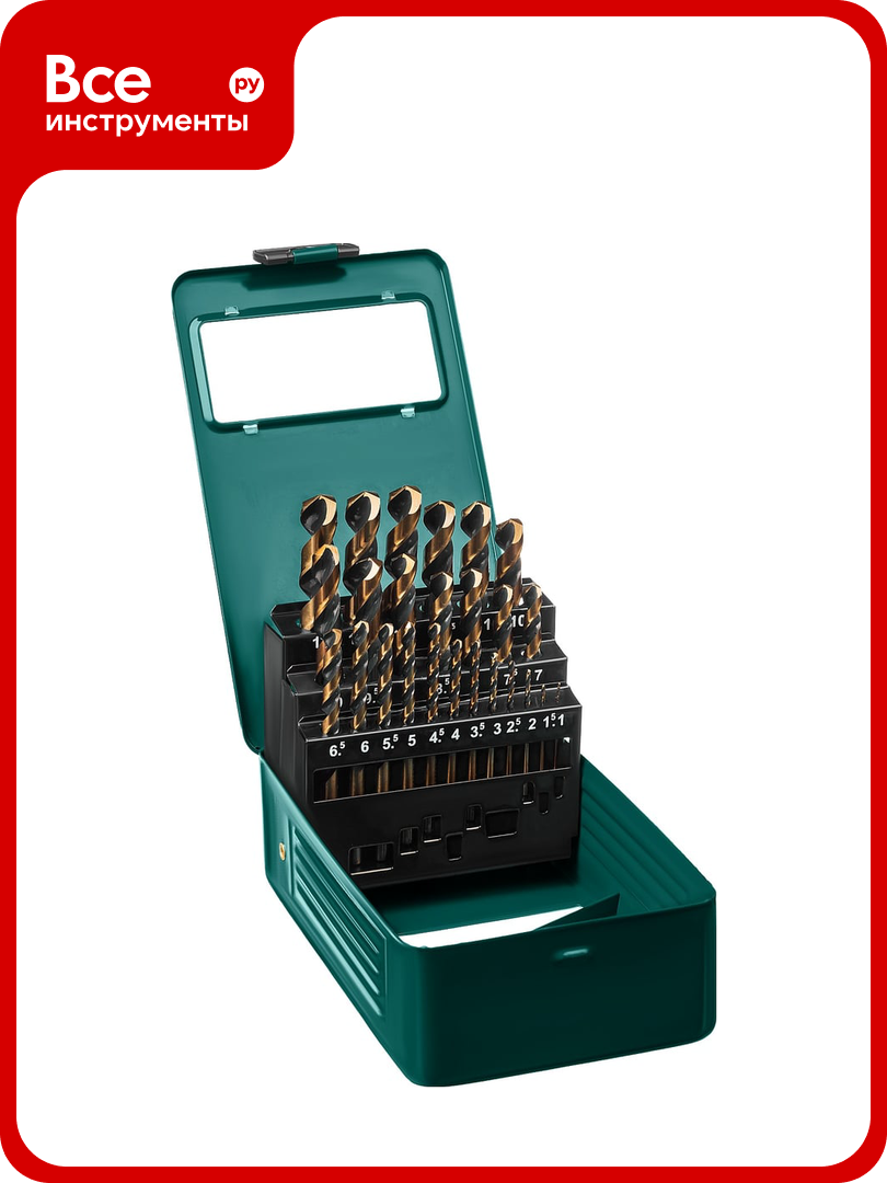 Набор сверл по металлу KRAFTOOL HSS-Co, 25 шт 29656-H25, с пределом прочности при растяжении