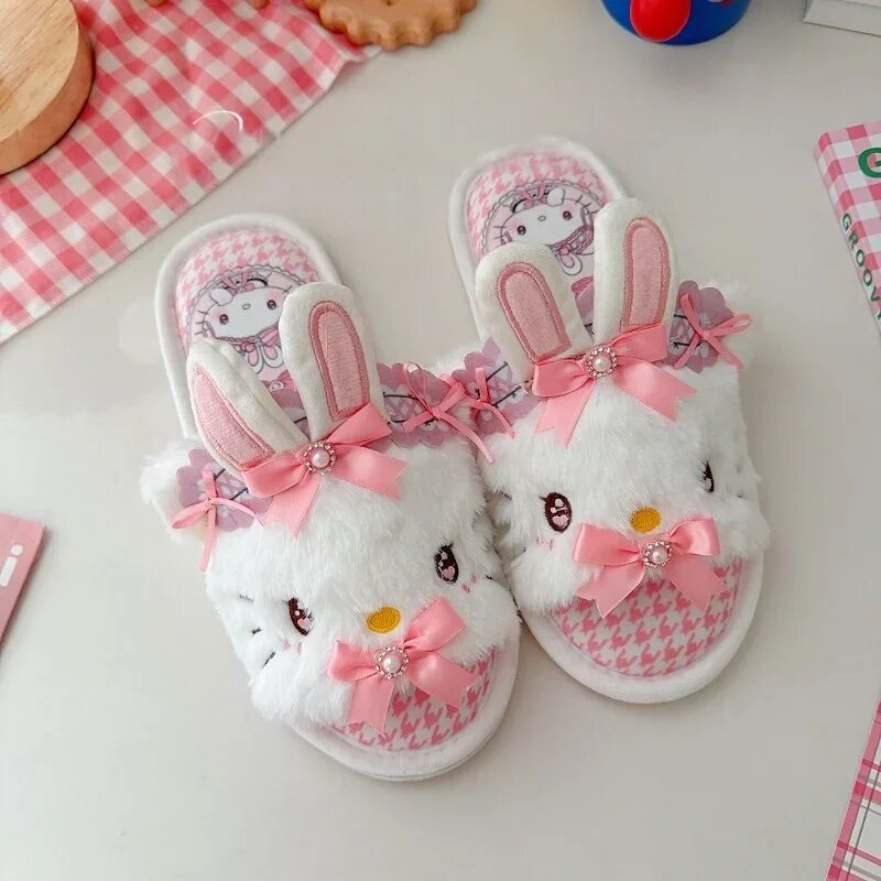 MINISO Домашние тапочки Hello Kitty с мультяшным персонажем "Коричная собачка", весенне-летняя обувь для дома, нескользящие плоские домашние тапочки на все сезоны для девочек, Размер: Один размер для EU 36-39