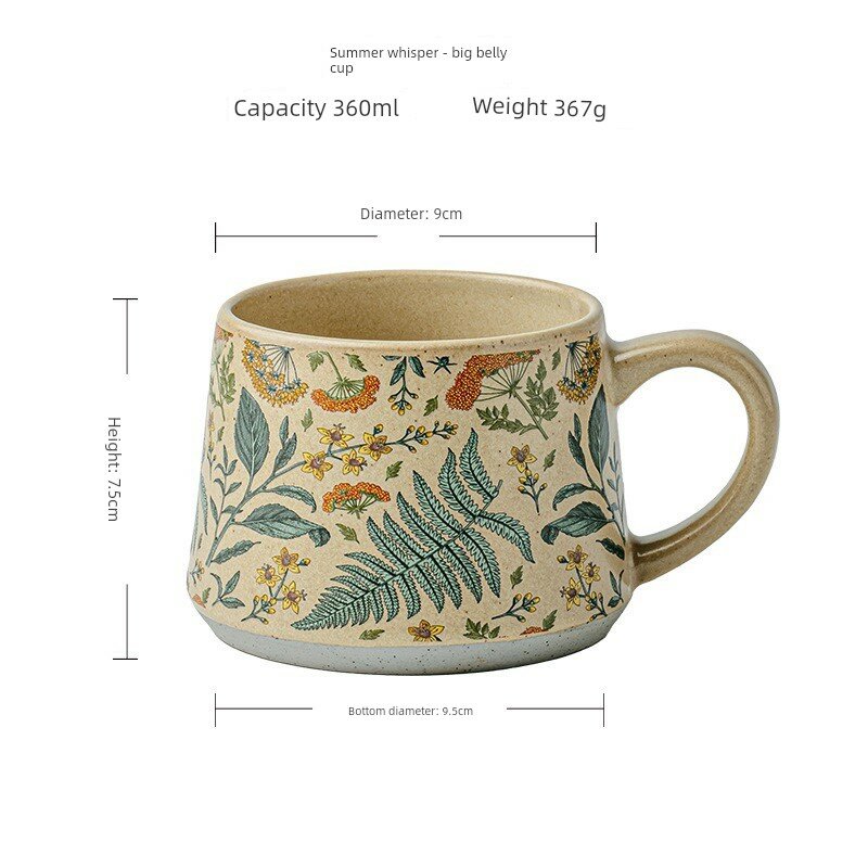 Ретро-кружка, нишевая, эстетичная, в форме цветка, с широким дном, керамическая кофейная чашка ручной работы,