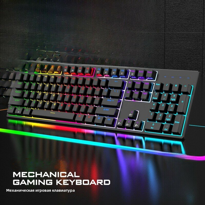 Пятно настоящая механическая клавиатура Зеленая ось пластиковая панель RGB световой эффект Type-C разъем зарядка