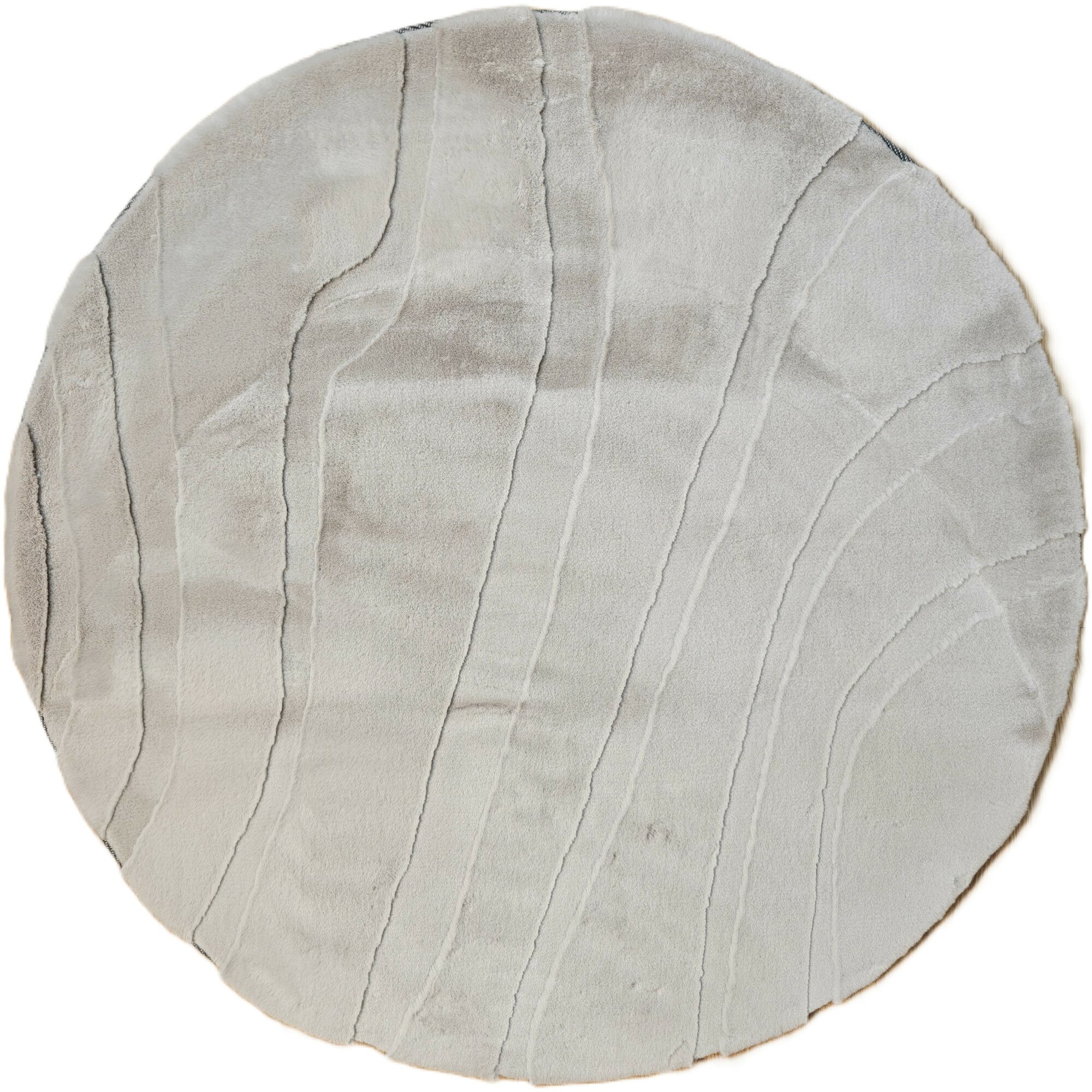 Коврик из высокоплотного искусственного кроличьего меха круглый "REX+ песочный" 100х100 см