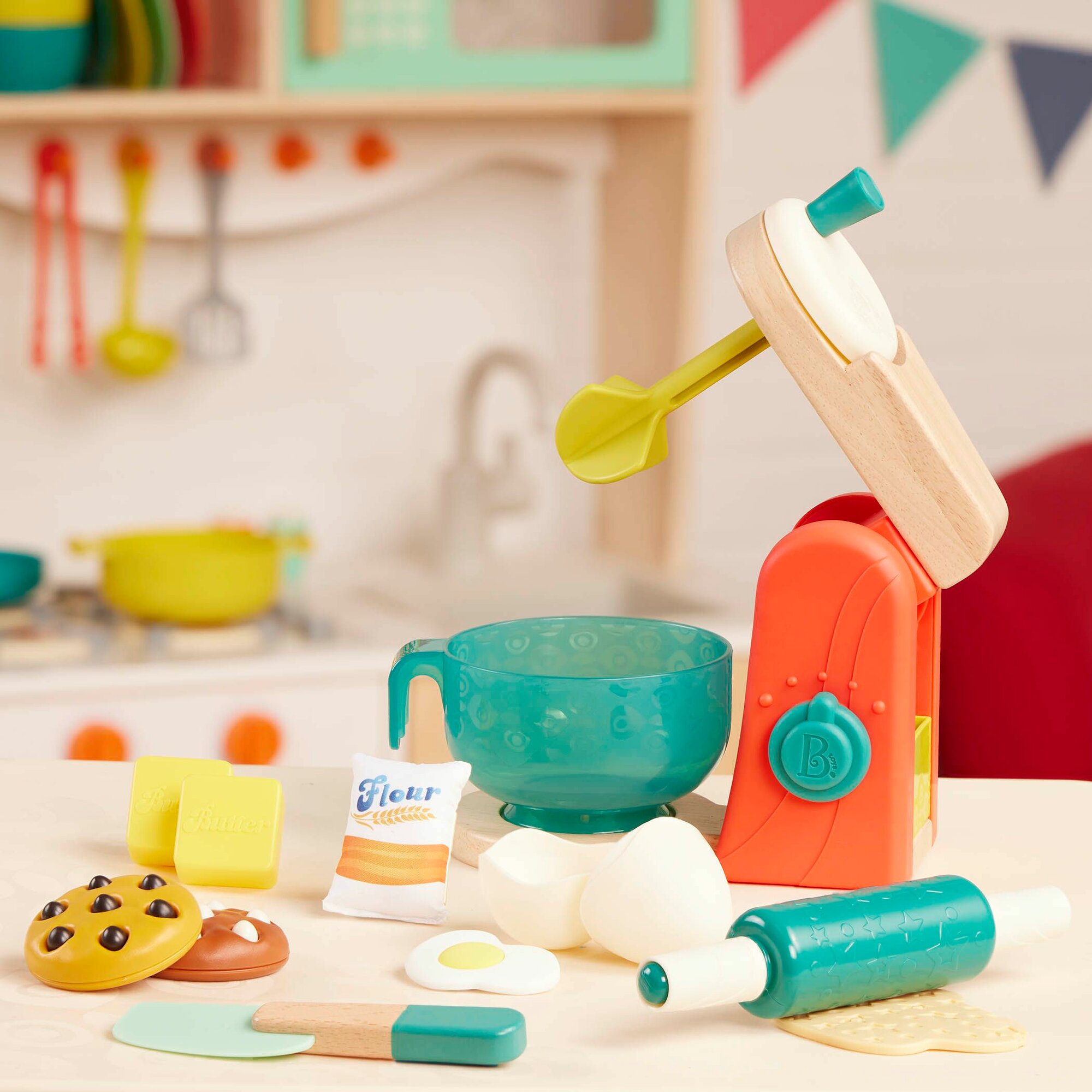 Сюжетно-ролевая игрушка B.Toys - Игровой набор Mix & Bake "Смешивай и пеки" с миксером и аксессуарами, 3+ лет. - Би. Тойс BX2229Z
