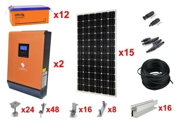 Резервная солнечная электростанция 26,9кВт*ч в сутки